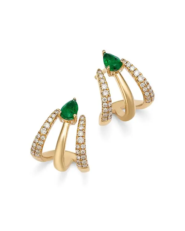 Bloomingdale'S Emerald And Diamond Cuff Earrings - Gold