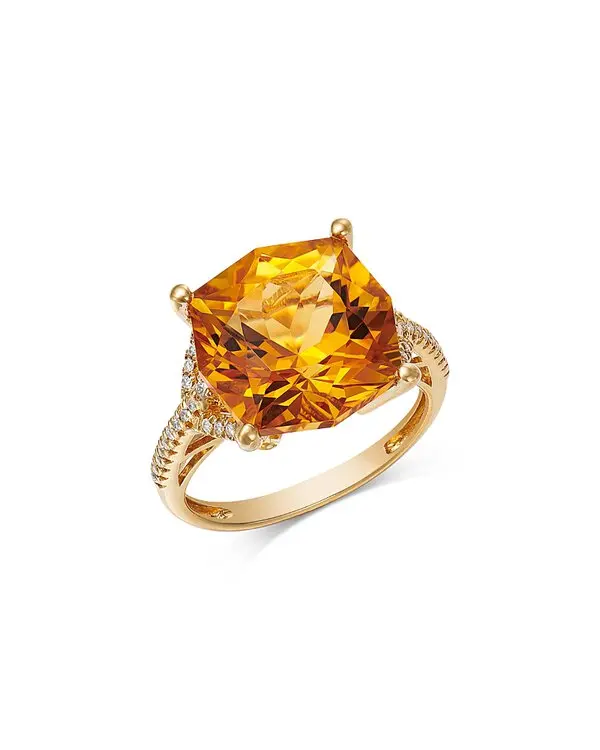 Bloomingdale'S Citrine & Diamond Statement Ring - Orange/gold
