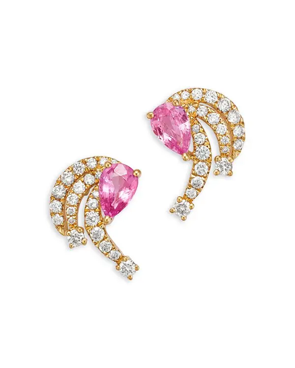 Bloomingdale'S Sapphire & Diamond Earrings - Pink