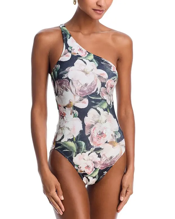 Norma Kamali One Shoulder One Piece Swimsuit - Peony