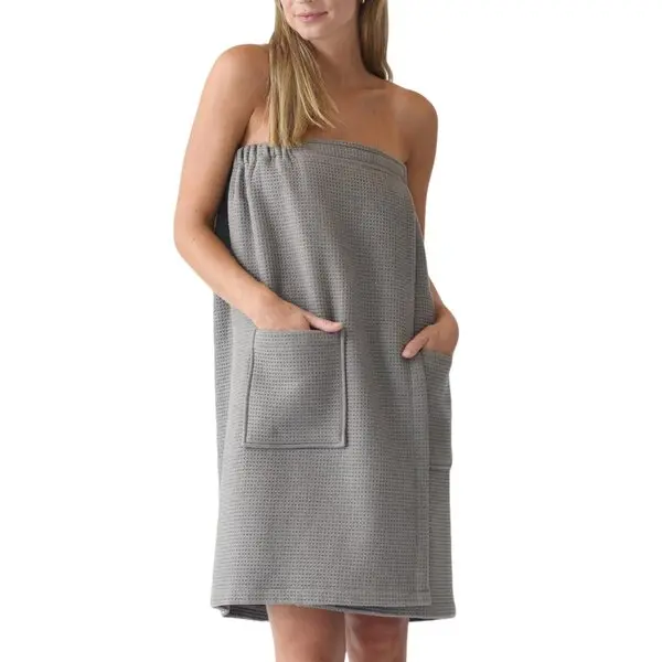 Cozy Earth Waffle Terry Bath Wrap - Charcoal