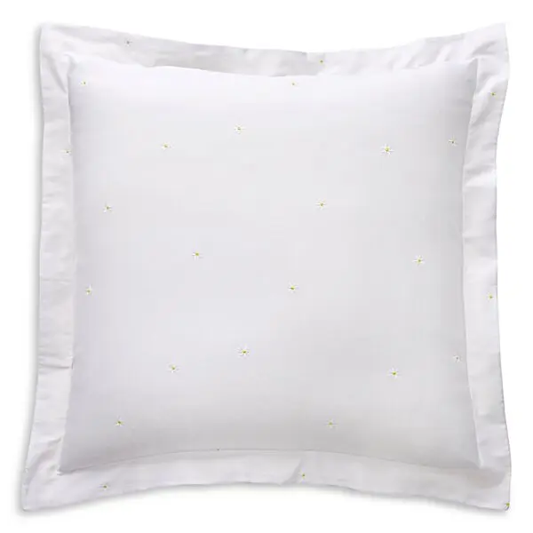 SCHLOSSBERG Daisy Embroidered Blanc Sham, Euro - White
