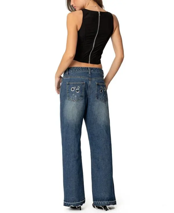 EDIKTED Davis Grommet Low Rise Jeans