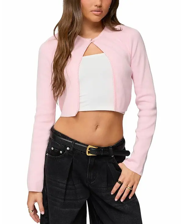 EDIKTED Jayne Split Front Knit Cardigan - Light-pink