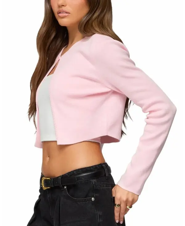 EDIKTED Jayne Split Front Knit Cardigan - Light-pink