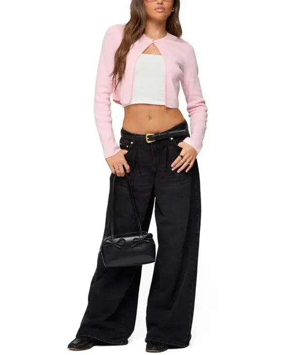 EDIKTED Jayne Split Front Knit Cardigan - Light-pink