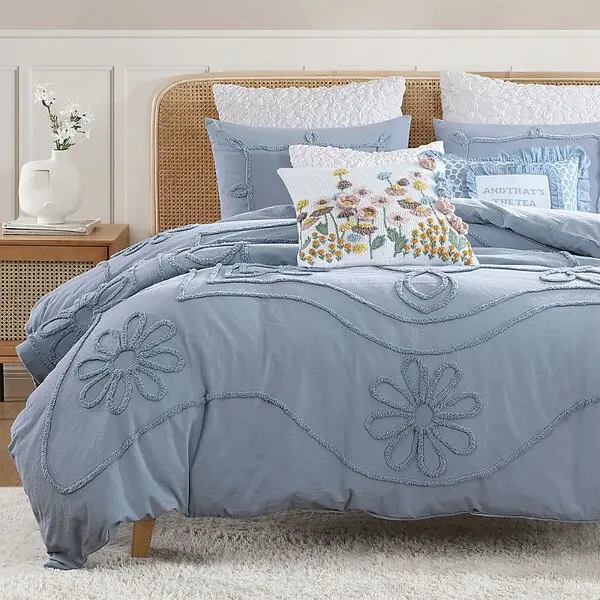 PERI HOME Retro Scroll Duvet Cover Set, King - Blue