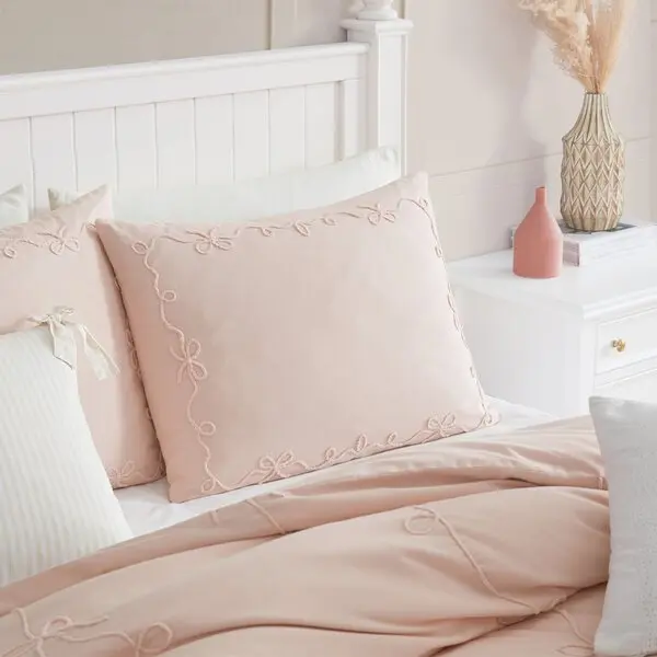 PERI HOME Sasha Bows Comforter Set, King - Blush