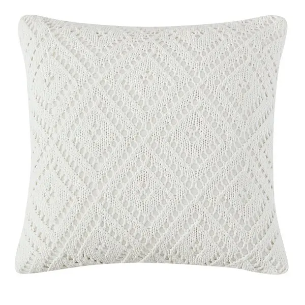 PERI HOME Crochet Diamond Decorative Pillow, 20 X 20 - Light Beige
