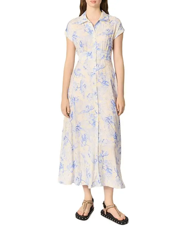 Maje Patterned Maxi Dress - Blue Flower