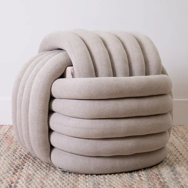 PINK LEMONADE Knotted Pouf, Large - Beige