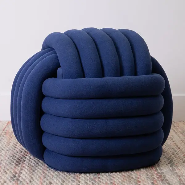 PINK LEMONADE Knotted Pouf, Large - Blue