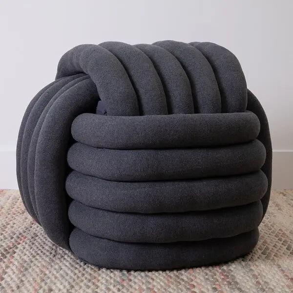 PINK LEMONADE Knotted Pouf, Large - Dark Gray