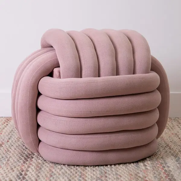 PINK LEMONADE Knotted Pouf, Large - Pale Pink