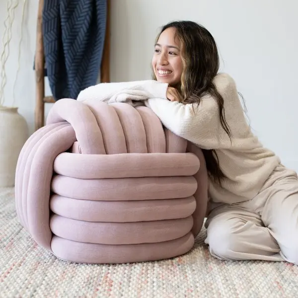 PINK LEMONADE Knotted Pouf, Large - Pale Pink