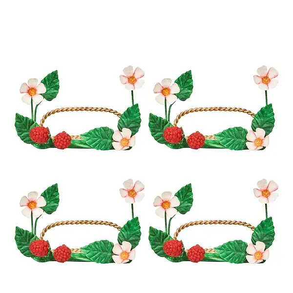 JULISKA Meadow Walk Raspberries Place Card Holders, Set Of 4 - Green Mult