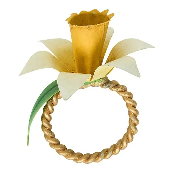 JULISKA Meadow Walk Napkin Rings, Set Of 4 - Daffodil