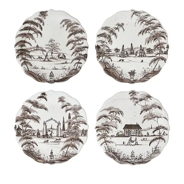 JULISKA Country Estate Party Plates, Assorted Set Of 4 - Flint