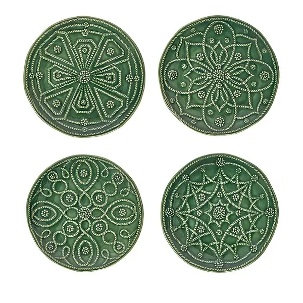 JULISKA Jardins Du Monde Assorted Side/cocktail Plates, Set Of 4 - Basil