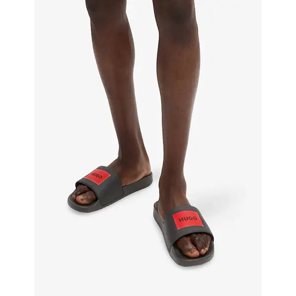 Hugo Logo-label Slip-on Slides - Black
