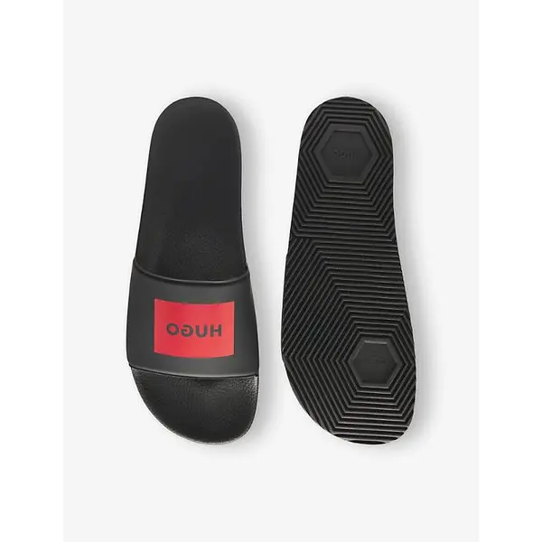 Hugo Logo-label Slip-on Slides - Black