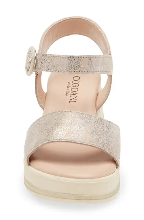 Cordani Arielle Ankle Strap Platform Wedge Sandal - Soft Gold
