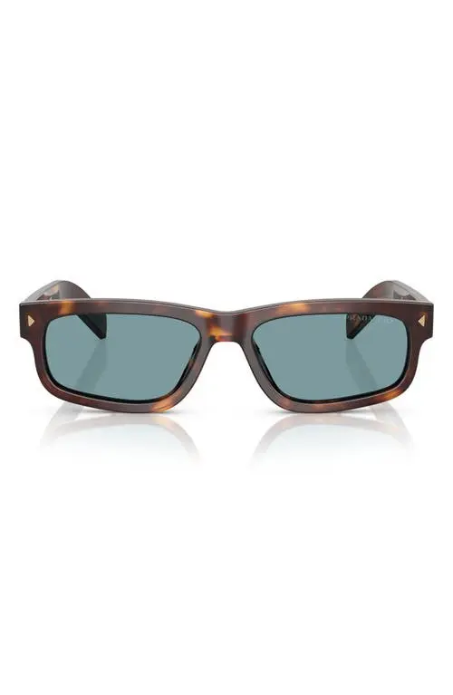 Prada 57mm Polarized Rectangle Sunglasses - Brown Tort