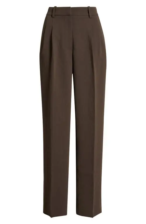 OPEN EDIT Crepe Straight-leg Trousers - Brown Seal