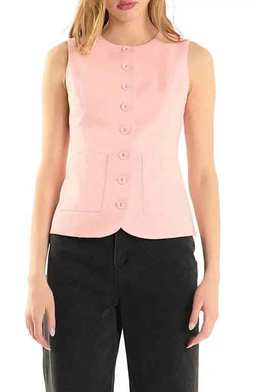 Endless Rose Sleeveless Linen Blend Top - Pink