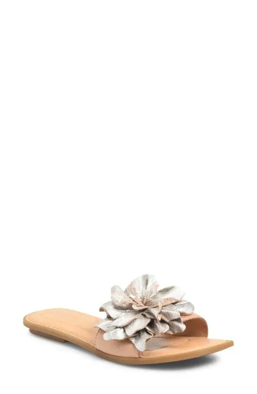 BØRN Hibiscus Slide Sandal - Light Gold Metallic Combo