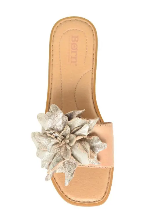 BØRN Hibiscus Slide Sandal - Light Gold Metallic Combo