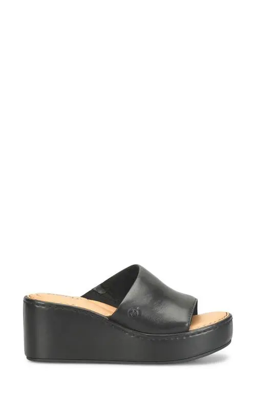 BØRN Shilo Platform Wedge Sandal - Black Leather