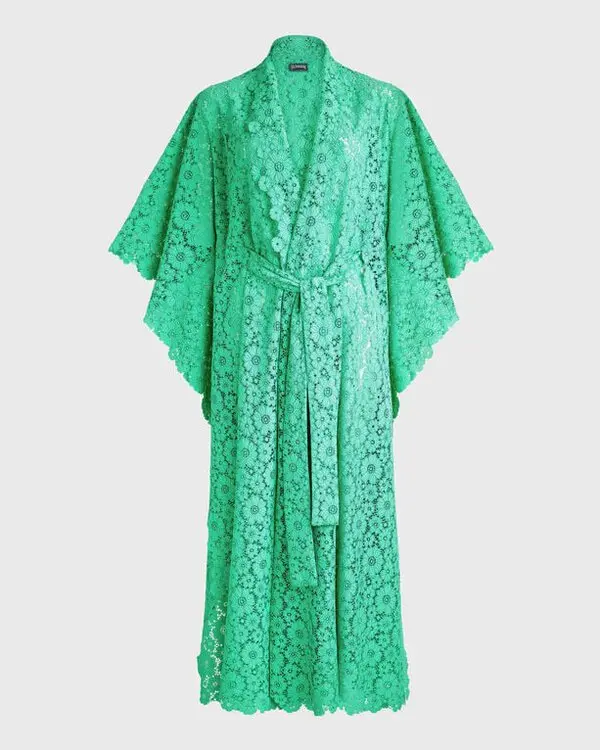 Vilebrequin Guipure Kimono Flowers Lace Kimono Kiyomi - Green