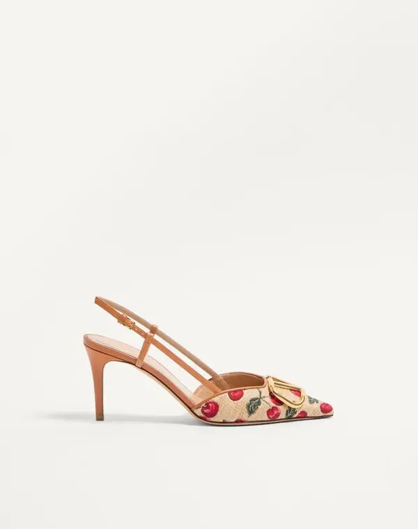 Valentino Garavani Vlogo Signature Slingback Pumps - Natural/red
