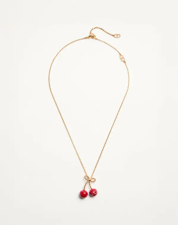 Valentino Garavani Cherryfic Necklace - Antique Brass/red
