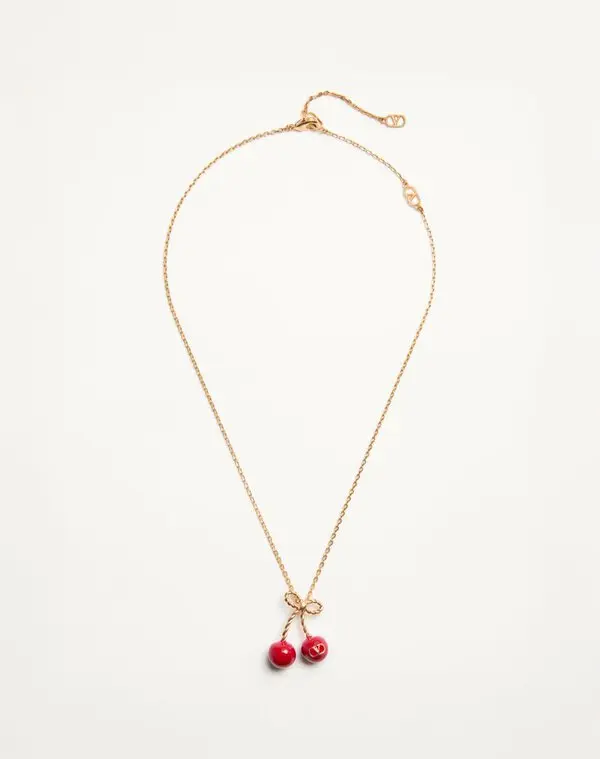 Valentino Garavani Cherryfic Necklace - Antique Brass/red