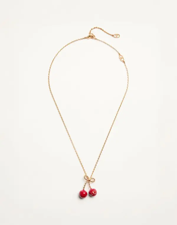 Valentino Garavani Cherryfic Necklace - Antique Brass/red