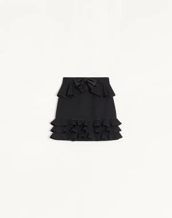 Valentino Garavani Crepe Couture Short Skirt With Ruffle Detail - Black