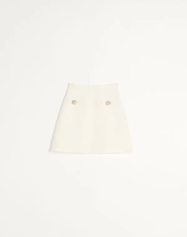 Valentino Garavani Crepe Couture Short Skirt With Ruffle Detail - Ivory