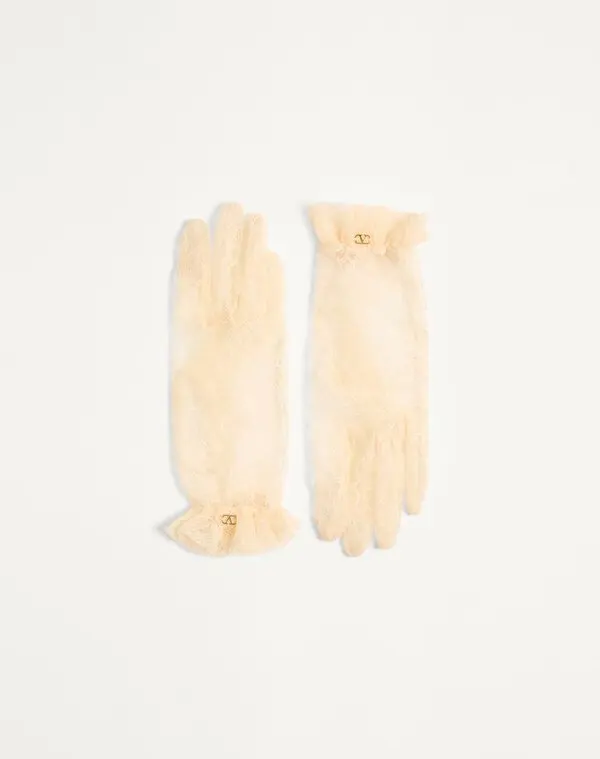 Valentino Garavani Vlogo Signature Lace Gloves - Butter/gold