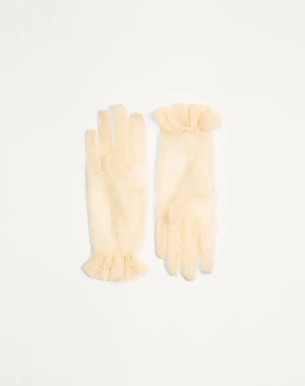 Valentino Garavani Vlogo Signature Lace Gloves - Butter/gold