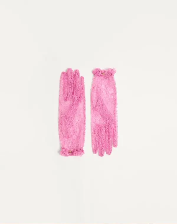 Valentino Garavani Vlogo Signature Lace Gloves - Pink