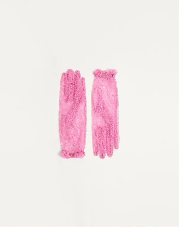 Valentino Garavani Vlogo Signature Lace Gloves - Pink