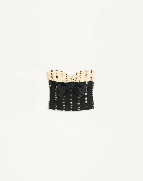Valentino Garavani Chiffon Top With Plusdepois Print And Bow Detail - Black/birch