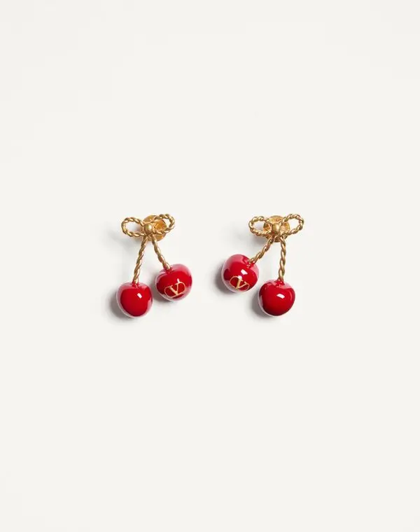 Valentino Garavani Cherry Earrings - Antique Brass/red
