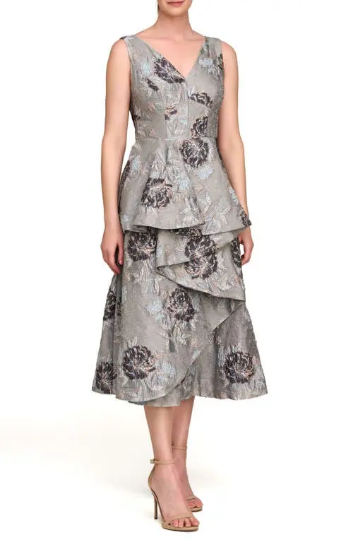 KAY UNGER Elsie Floral Jacquard Midi Dress