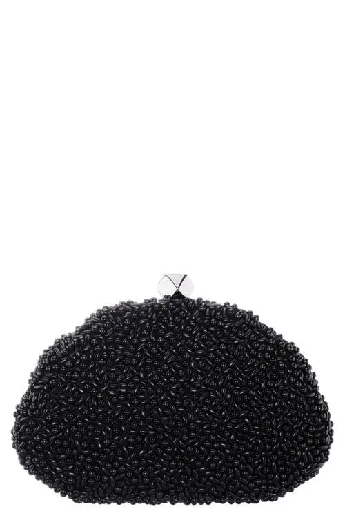 Nina Hera Frame Beaded Clutch - Black