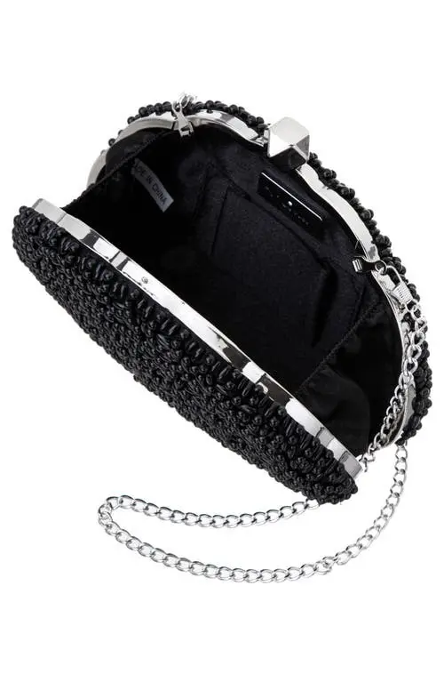 Nina Hera Frame Beaded Clutch - Black