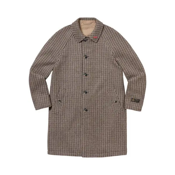 Supreme Reversible Houndstooth Overcoat - Tan