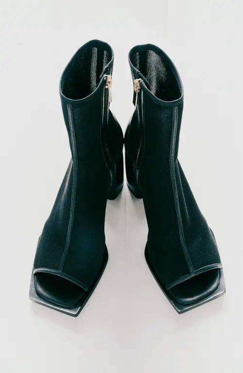 DANIELLA SHEVEL Onyx Mesh Heel Booties - Black